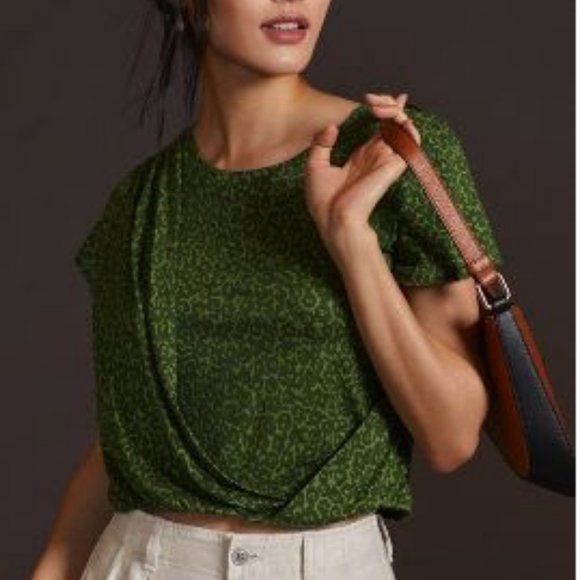 Anthropologie | Tops | Nwt Anthropologie Green Motif Draped Tee S | Poshmark